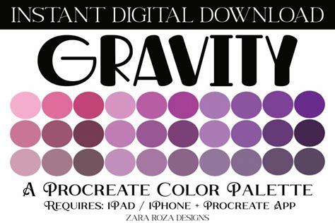 Gravity Procreate Color Palette 30 Swatches