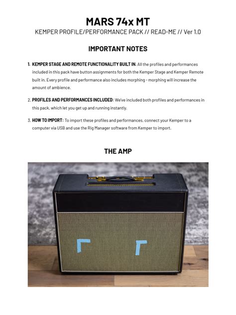 Mars 74x Mt Kemper Profile Pack Pdf Equalization Audio Guitars