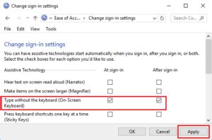Enable Onscreen Keyboard At Login Screen Windows Vebtech