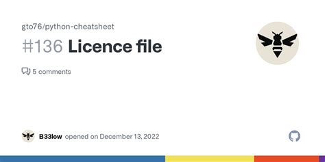 Licence File · Issue 136 · Gto76python Cheatsheet · Github
