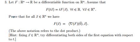 Solved Let F R N Rightarrow R Be A Differentiable Function Chegg Com