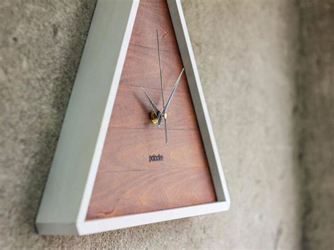 modern clock triangle wood wall clock ideal for your etsy