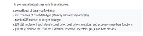 solved in c ﻿implement a budget class with three