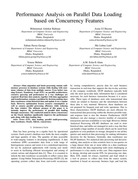 pdf performance analysis on parallel data loading based on
