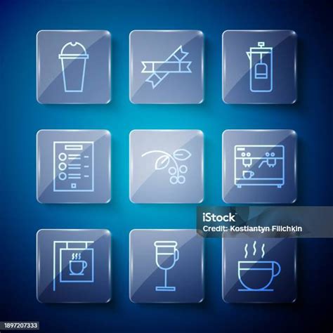 라인 설정 거리 간판 커피 아일랜드어 커피 컵 프렌치 프레스 콩 지점 메뉴 밀크 쉐이크 및 기계 아이콘 벡터 경영자에 대한 스톡 벡터 아트 및 기타 이미지 Istock