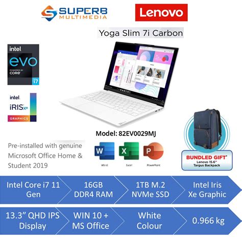 Demo Unit Lenovo Yoga Slim Carbon Ev Mj Laptop Intel Core I Gen Gb Ram Tb Ssd