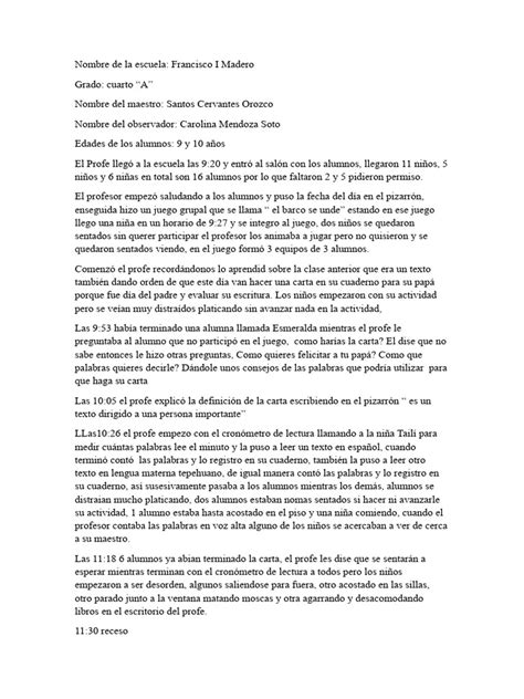 Observación 2 Cuarto Grado Pdf
