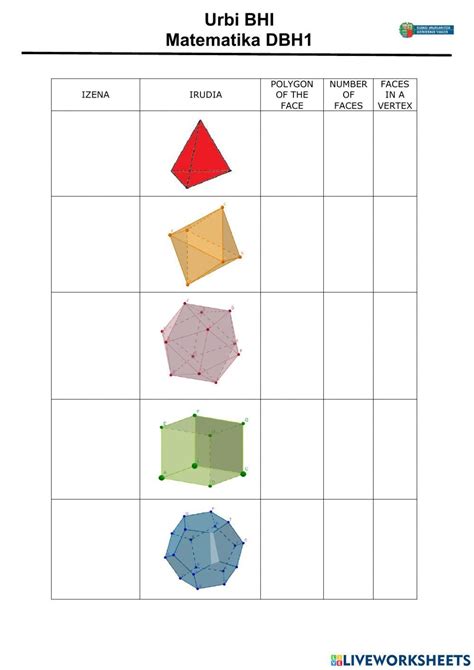 Regular Polyhedra Worksheet Live Worksheets Worksheets Library