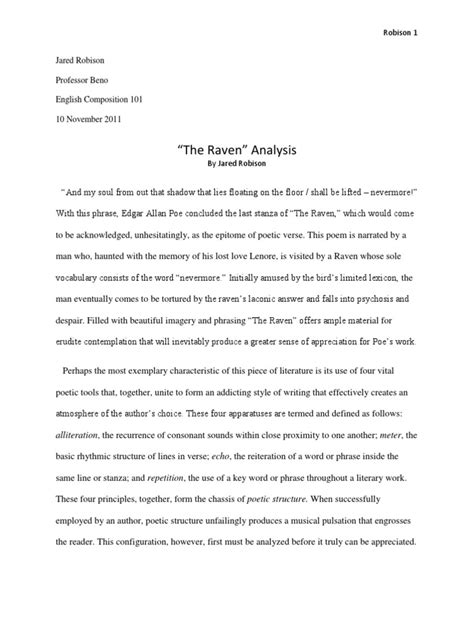 The Raven Analysis Pdf The Raven Poetry