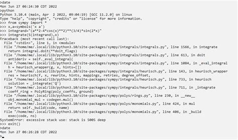 Systemerror Excessive Stack Use Sympy Using Python Issue Sympy Sympy