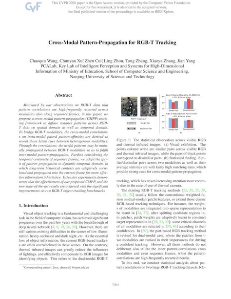 Pdf Cross Modal Pattern Propagation For Rgb T Trackingpattern