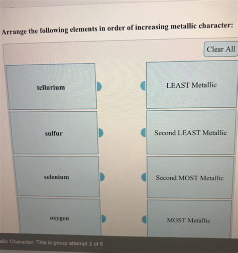 Solved Arrange The Following Elements In Order Of Increasing