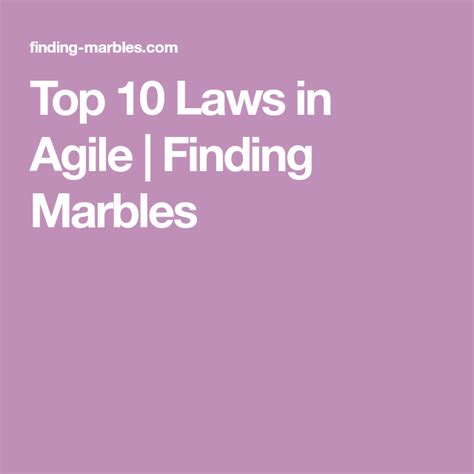 Top Laws In Agile Finding Marbles