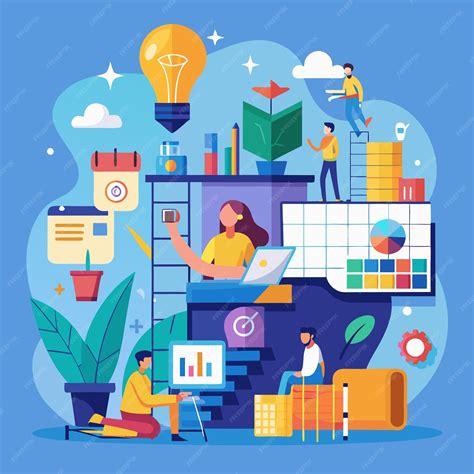 Premium Vector Collaborative Workflow And Project Management Elevating Team Efficiency In A