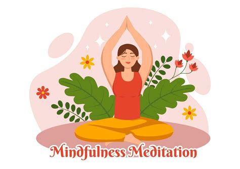 Mindfulness Meditation Vector Illustration Of Person With Closed Eyes