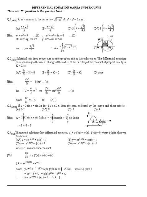 Vg Differential Equation And Area Under Curve Pdf Integral Area