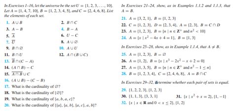 Solved In Exercises 1 16 Let The Universe Be The Set Chegg Com