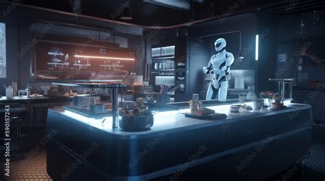 The Ai Powered Robotic Chef Of A Neon Lit Restaurant Personalized