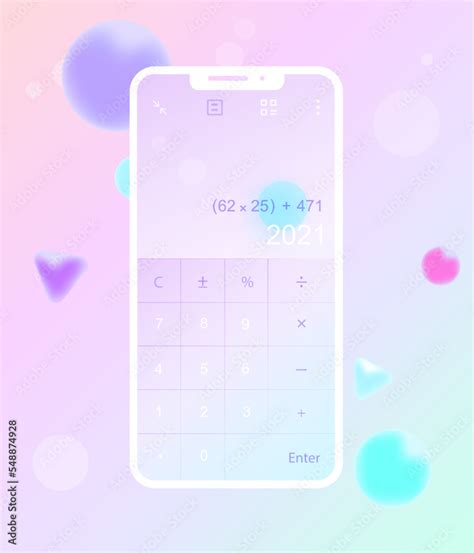 Mobile App Design Mobile Calculator Image Glassmorphism A New Trend In Design Stock Vector