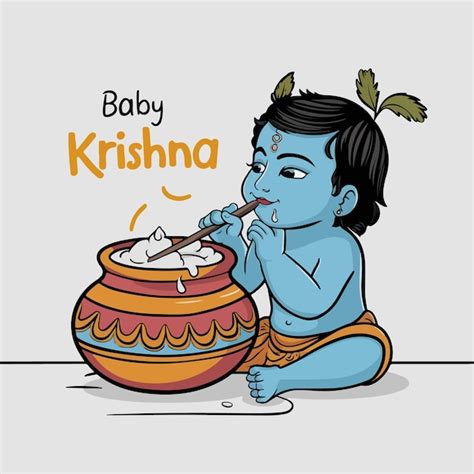 크리슈나 힌두교 신의 베토르 일러스트레이션 프리미엄 Ai 생성 벡터