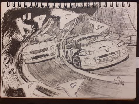 First Time Drawing An Initial D Styled Manga Artwork Rinitiald