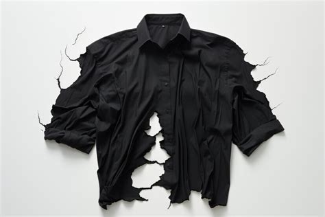 Premium Photo A Black Shirt Torn In Half Clearly Showing The Split