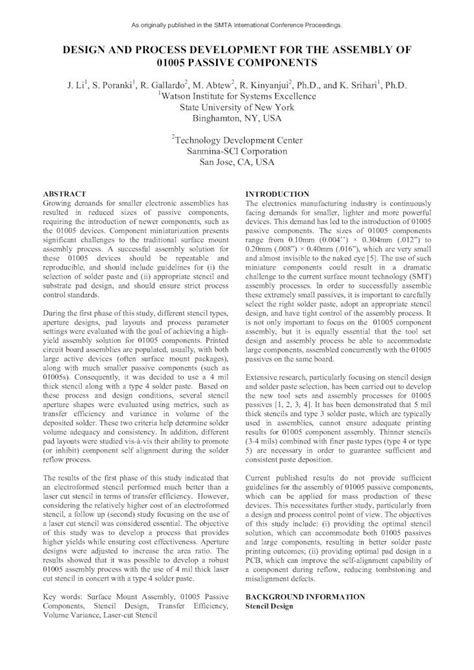 Pdf Design And Process Development For The Assembly Design And