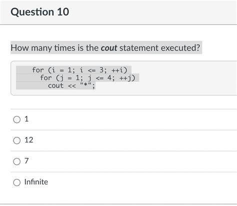 solved how many times is the cout statement executed for
