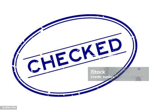 그런 지 블루 체크 단어 타원형 고무 씰 스탬프 흰색 배경에 검증에 대한 스톡 벡터 아트 및 기타 이미지 검증 견진 성사