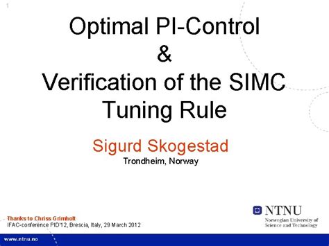 1 Optimal Picontrol Verification Of The Simc Tuning