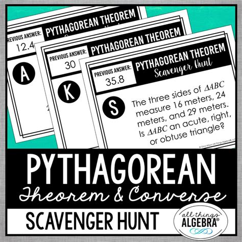 Pythagorean Theorem Converse Scavenger Hunt All Things Algebra