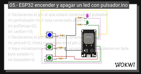 05.-ESP32 encender y apagar un led con pulsador.ino copy - Wokwi ESP32, STM32, Arduino Simulator