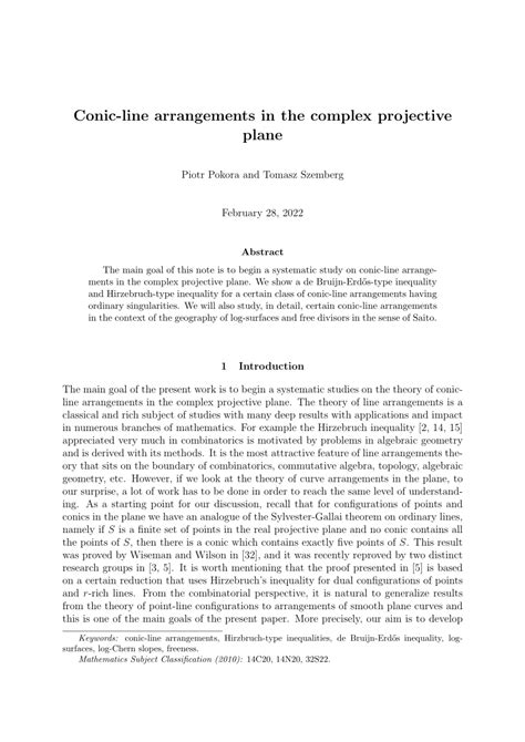 Pdf Conic Line Arrangements In The Complex Projective Plane