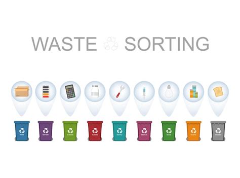 환경을 위한 쓰레기 분류 및 재활용 프리미엄 벡터