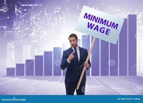Concept Of Minimum Wage With Businessman Stock Image Image Of Amount Currency 163514279