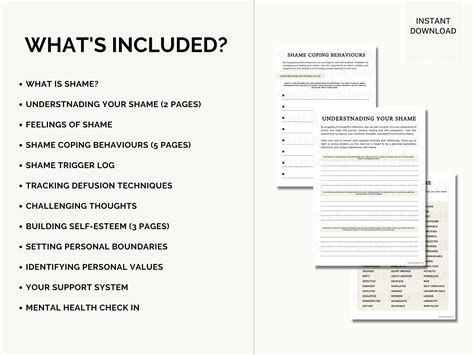 Overcome Shame Workbook Printable Shame Guilt Embarrassment Distinct