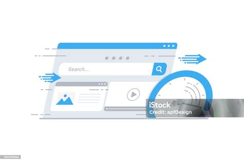Web Browser With Speedometer Testing Speed Of Internet Connection Stock