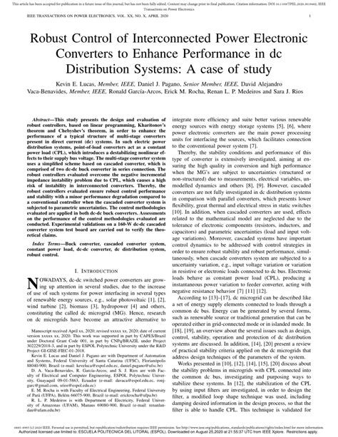 Pdf Robust Control Of Interconnected Power Electronic Converters To