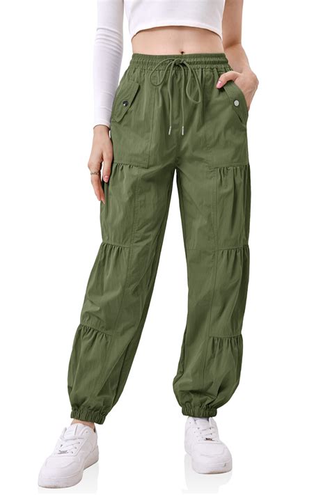 Cicy Bell Womens Parachute Pants Baggy Low Waisted Lightweight Hiking