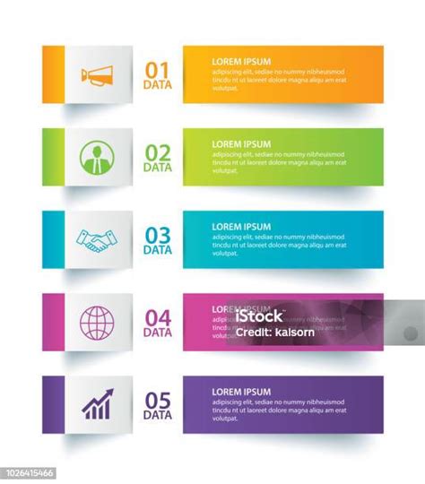 인포 그래픽 탭 수평 종이 인덱스 5 데이터 서식 파일 벡터 일러스트 레이 션 추상적인 배경입니다 웹 디자인 배너 비즈니스 단계 워크플로 레이아웃에 사용할 수 있습니다 인포