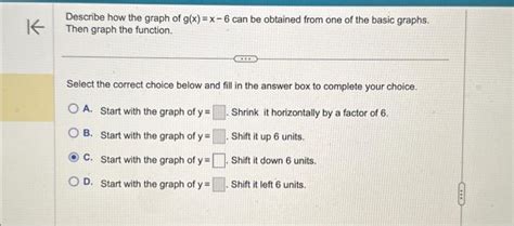 Solved Describe How The Graph Of G X X Can Be Obtained Chegg Com