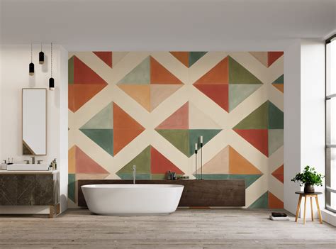 Modern Geometric Pattern Wallpaper Earthy Chevron Design