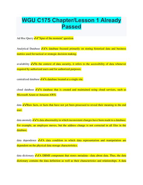 Wgu C175 Chapterlesson 1 Already Passed Browsegrades
