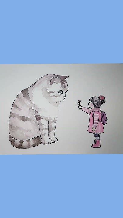 🐱 고양이에게 장미를 고양이 수채화 Drawing Youtube