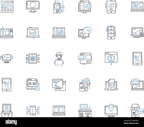 High Technology Line Icons Collection Innovation Robotics Nanotechnology Automation