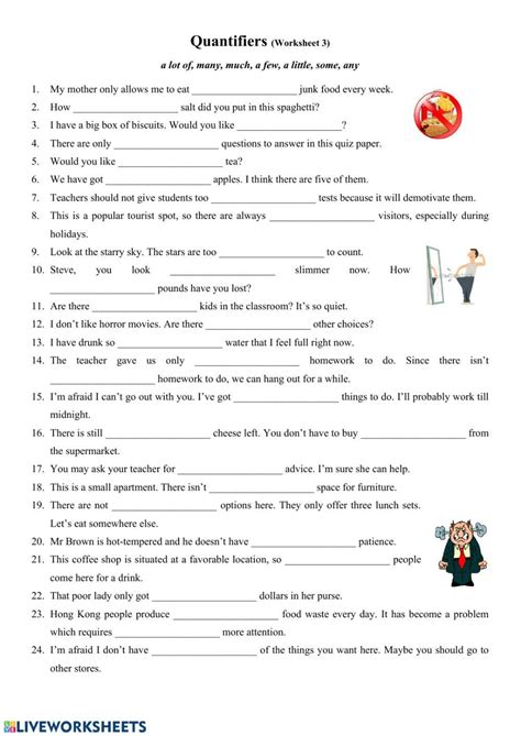 Quantifiers Free Interactive Worksheets 5456673