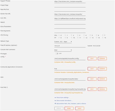 docker differents informations between the template and the interface