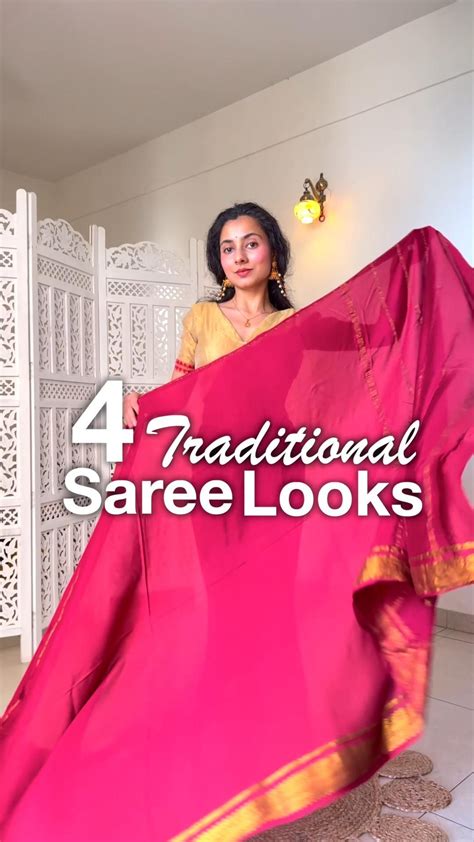 Best 13 1 Saree 4 Traditional Styled Unique Saree Draping Tutorial Artofit