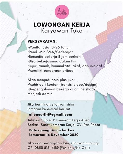 Lowongan Kerja Karyawan Toko November Lowongan Kerja Riau