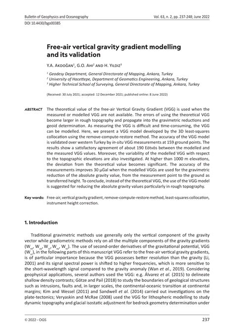 Pdf Free Air Vertical Gravity Gradient Modelling And Its Validation